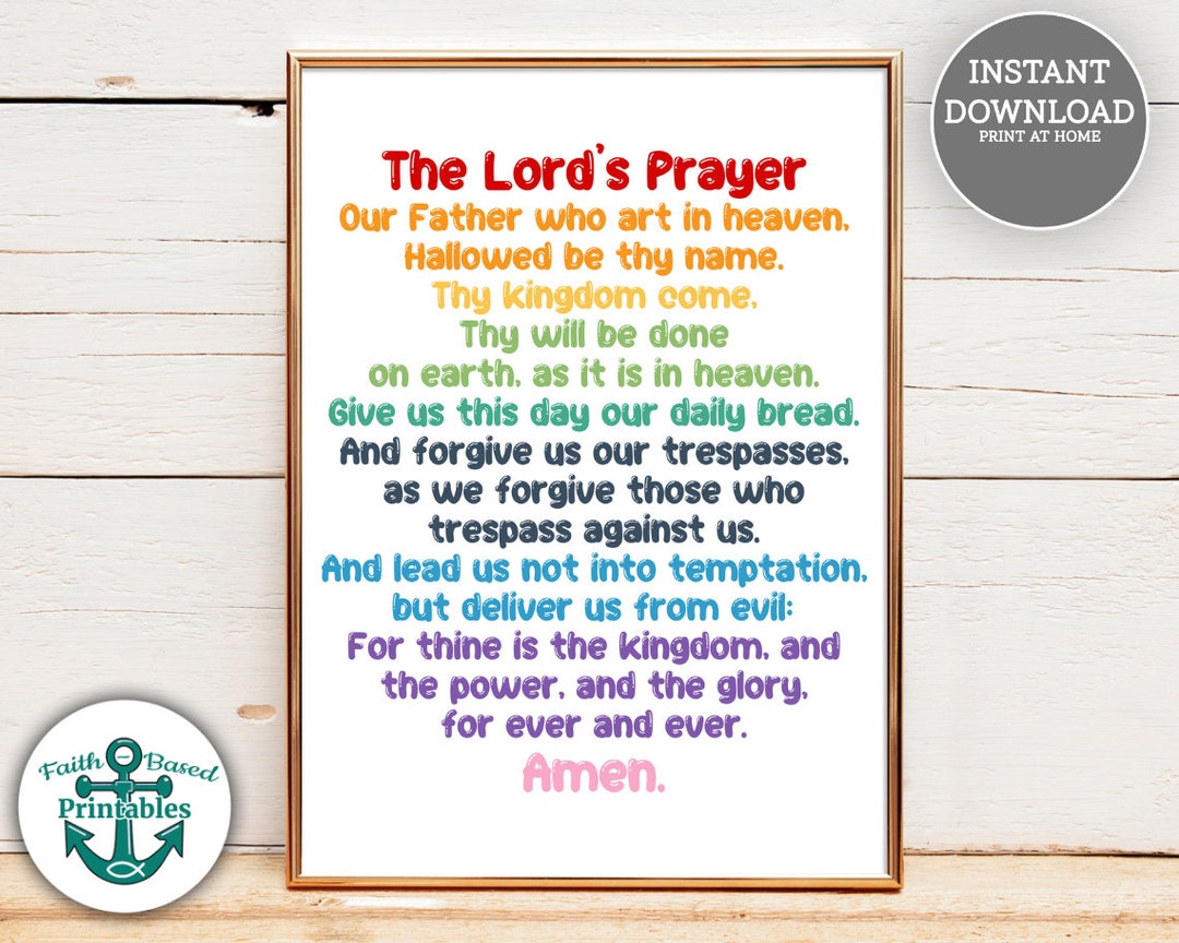 The Lord's Prayer Printable Christian Kids Wall Art Matthew Scripture ...