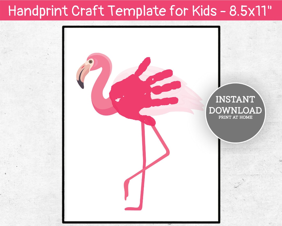 Pink Flamingo Handprint Craft, Printable Flamingo Handprint Card ...