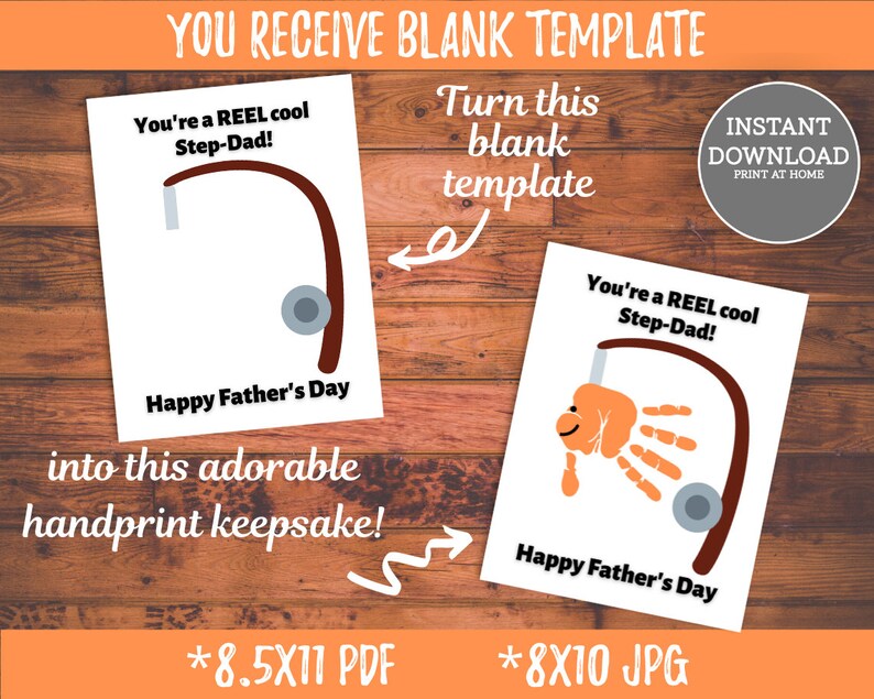 You're a Reel Cool Step-dad Father's Day Handprint - Etsy