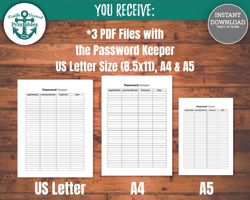 Printable Password Keeper PDF Password Tracker Template | Etsy