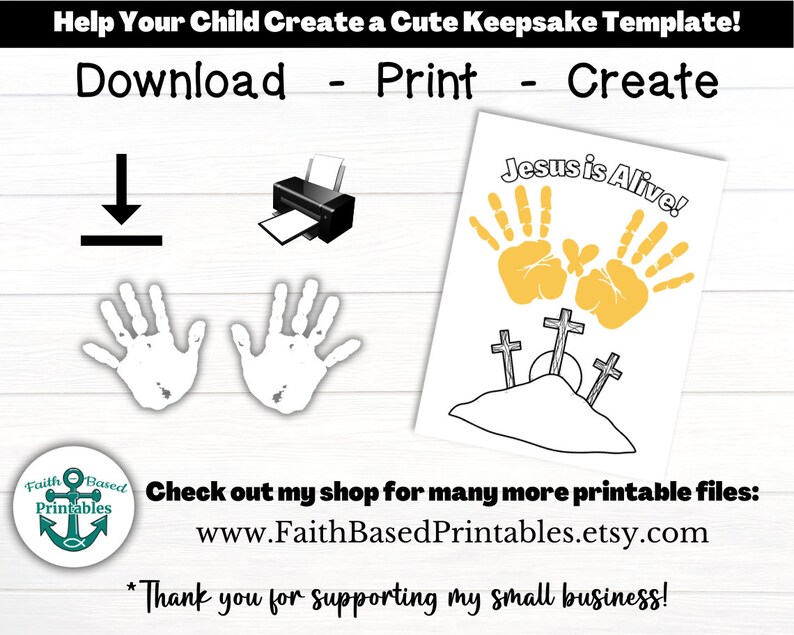 Jesus is Alive Easter Handprint Art Cross Christian Homeschool - Etsy