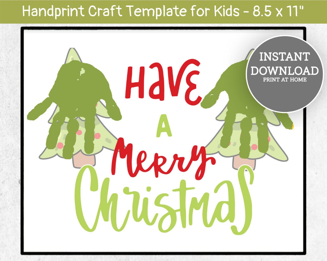 Have A Merry Christmas Handprint Tree Craft Printable - Etsy