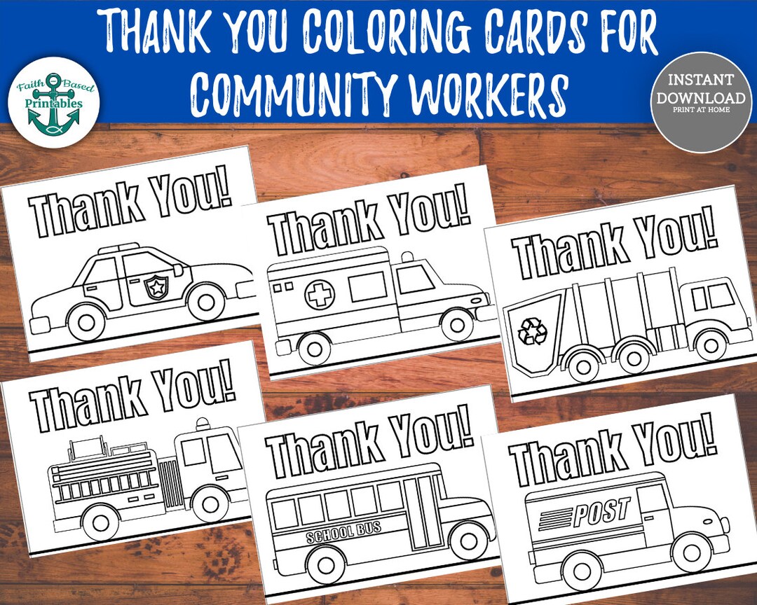 Printable Thank You Card for Community Workers Thank You Coloring Card ...