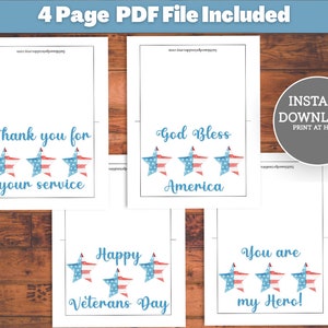Printable Veterans Day Cards Military Appreciation Card Happy Memorial ...