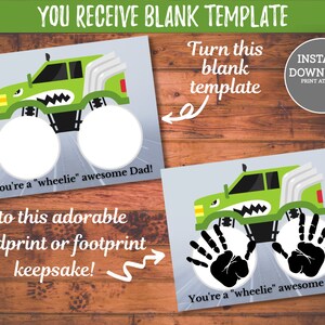 Monster Truck Handprint Art Wheelie Awesome Dad Fathers Day Craft ...