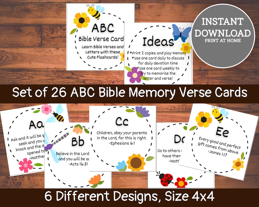 ABC Scripture Cards ABC Bible Verse Memory Christian Homeschool ...