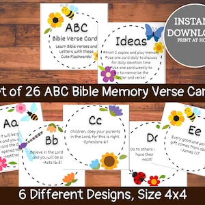 ABC Scripture Cards ABC Bible Verse Memory Christian Homeschool ...