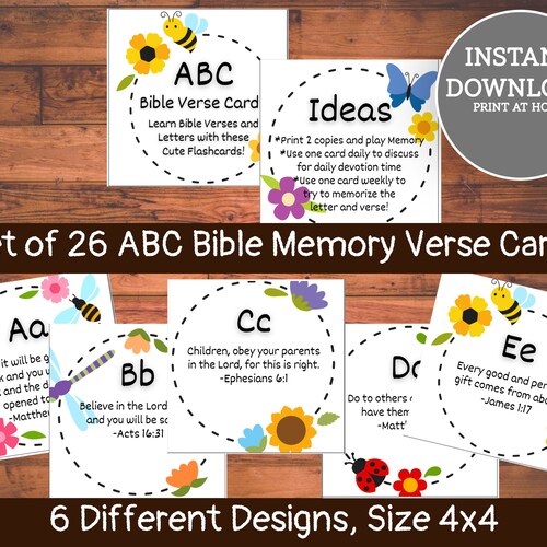ABC Scripture Cards ABC Bible Verse Memory Christian - Etsy