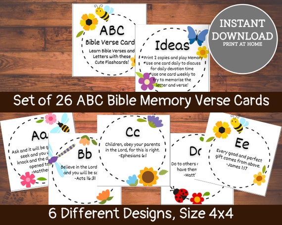 ABC Scripture Cards ABC Bible Verse Memory Christian | Etsy