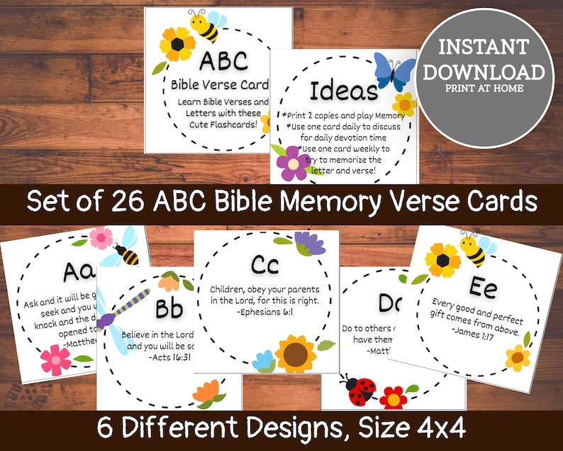 ABC Scripture Cards ABC Bible Verse Memory Christian | Etsy
