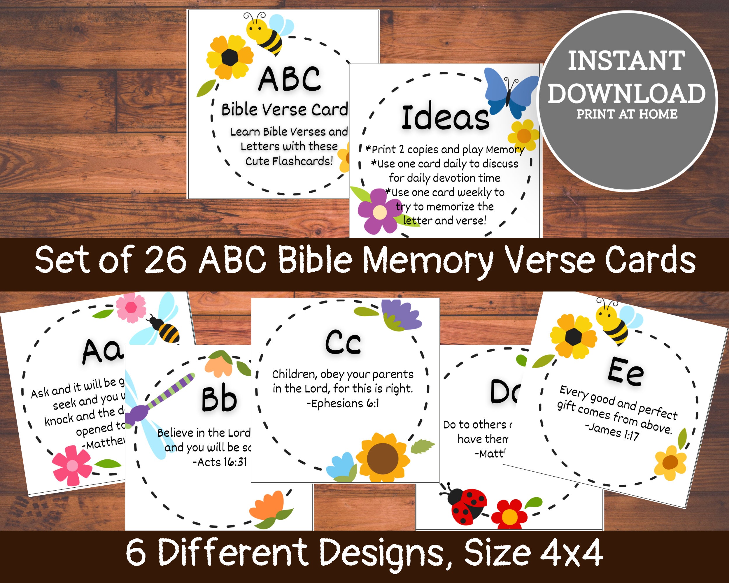 ABC Scripture Cards ABC Bible Verse Memory Christian - Etsy