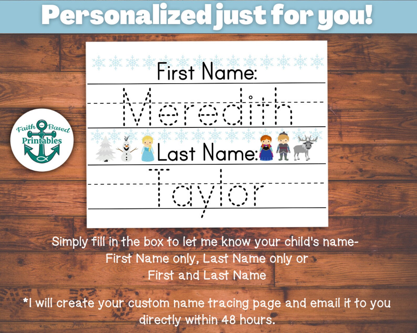 Custom Name Tracing Sheet Handwriting Practice Personalized Name Trace ...
