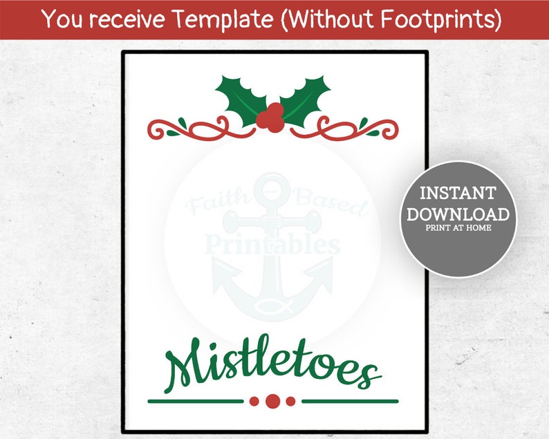 Mistletoes Footprint Craft Christmas Footprint Art Merry | Etsy