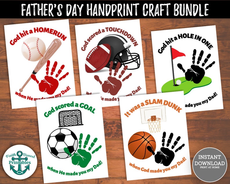 Printable Father's Day Handprint Craft Bundle Sports - Etsy
