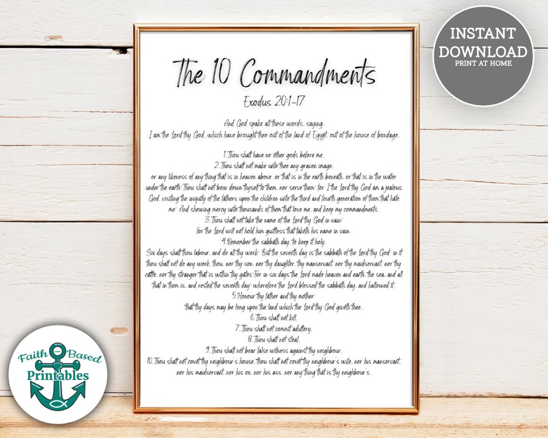 Exodus 20 1-17 KJV Ten Commandments Printable 10 Commandments - Etsy