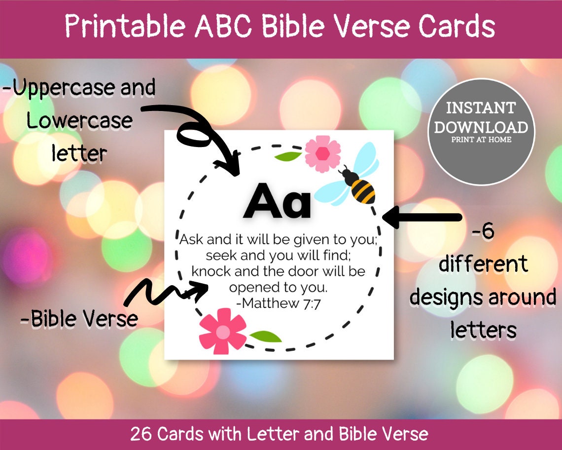 ABC Scripture Cards ABC Bible Verse Memory Christian | Etsy