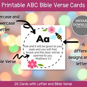 ABC Scripture Cards ABC Bible Verse Memory Christian Homeschool ...
