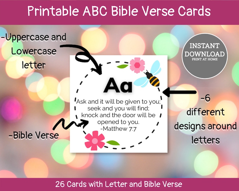 ABC Scripture Cards ABC Bible Verse Memory Christian | Etsy
