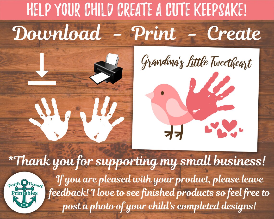 Valentine's Day Handprint Craft Grandma's Little - Etsy