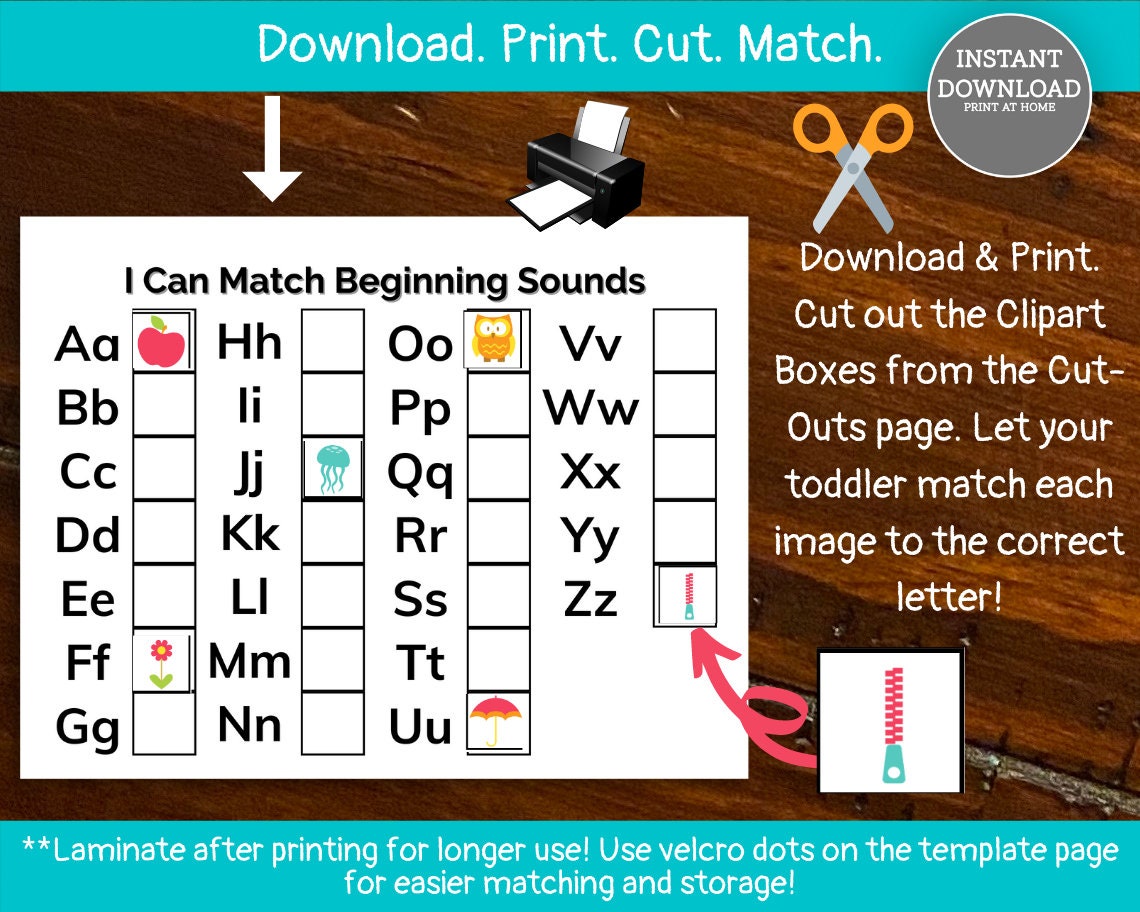 Beginning Sounds Worksheets Alphabet Matching Busy Book - Etsy