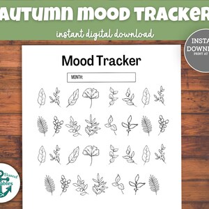 Autumn Leaf Mood Tracker Printable September October November Moods ...
