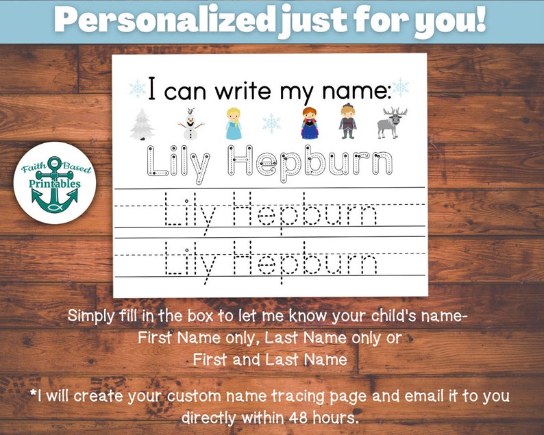 Custom Name Tracing Sheet Handwriting Practice Personalized - Etsy