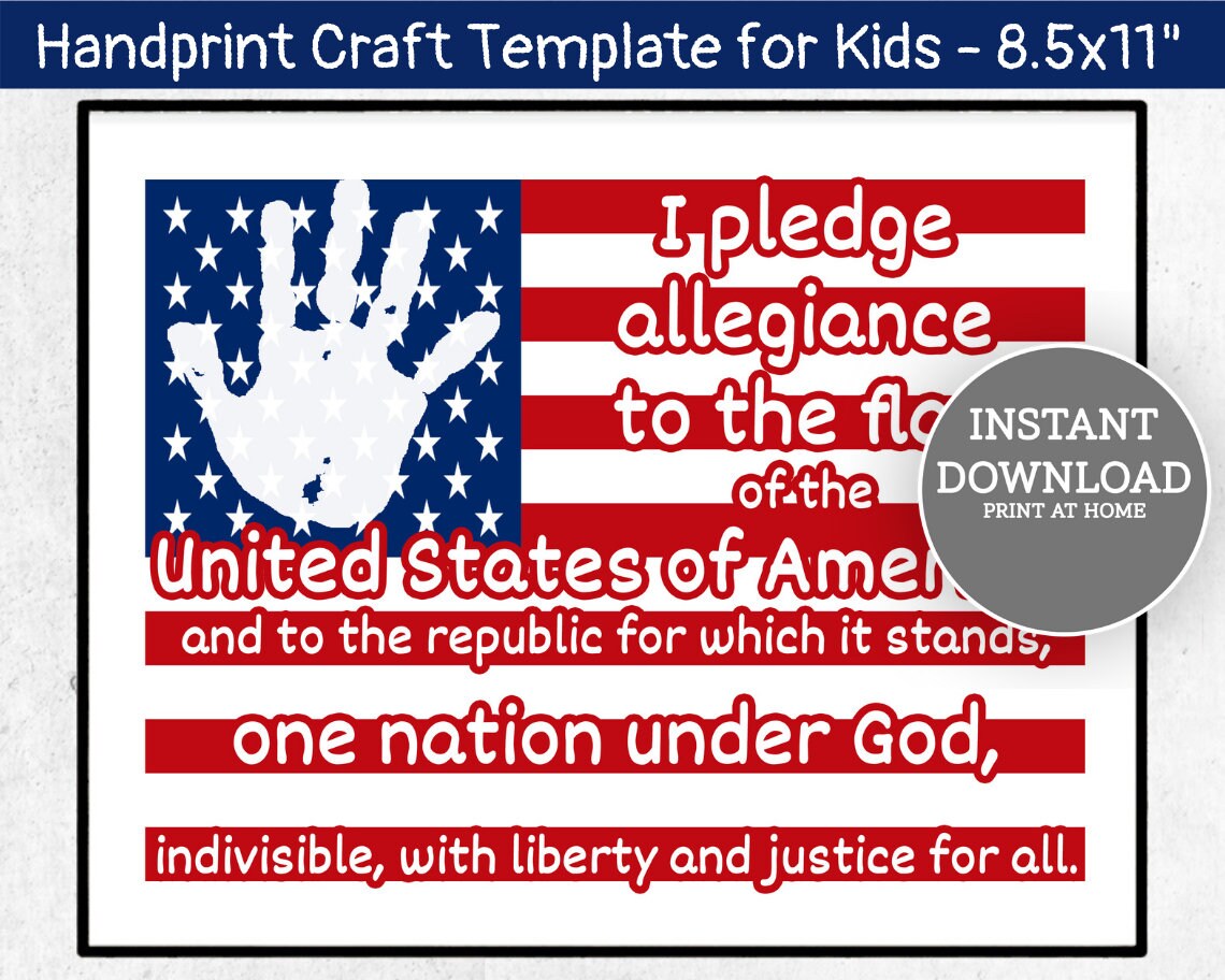 The Pledge of Allegiance Handprint Craft Printable Pledge of - Etsy UK