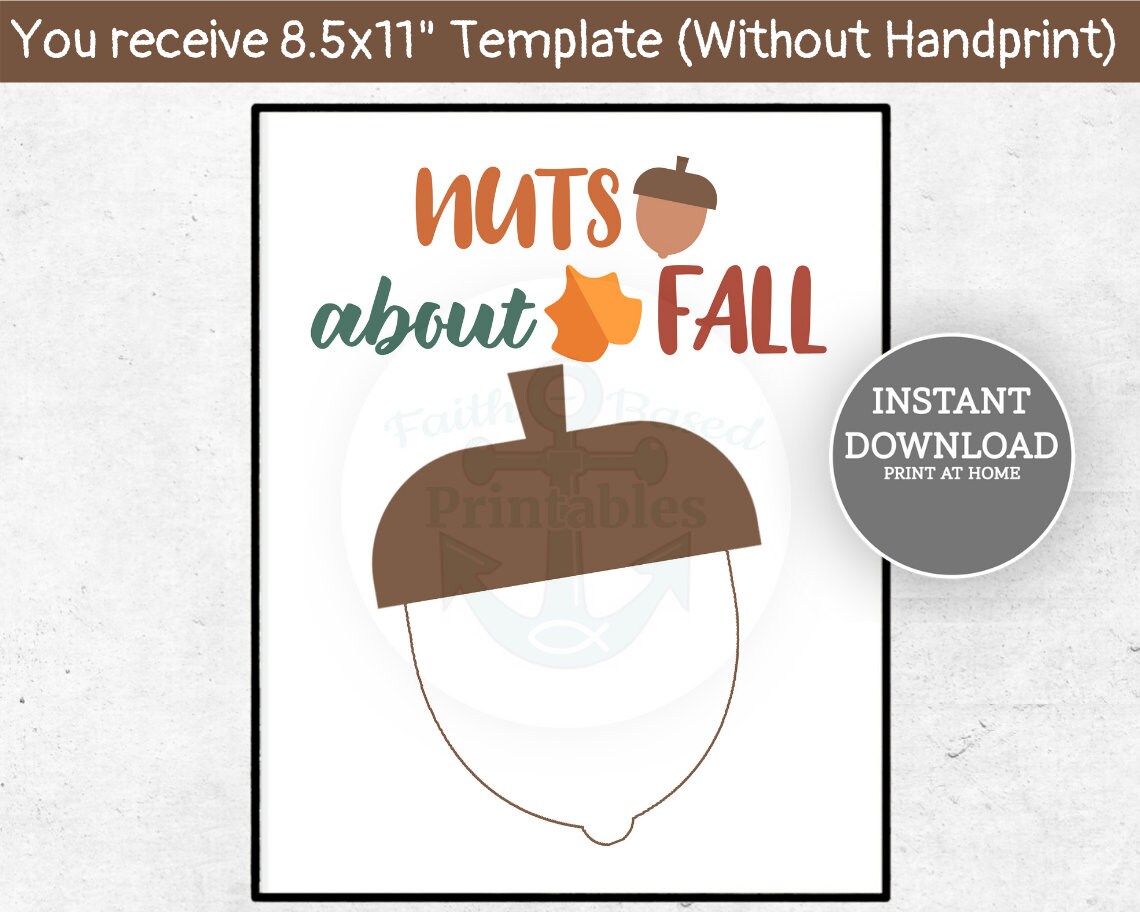 Acorn Handprint Craft Nuts About Fall Art Printable Fall - Etsy
