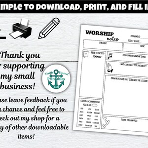 Worship Notes for Kids Printable Sermon for Kids Lesson Children's ...