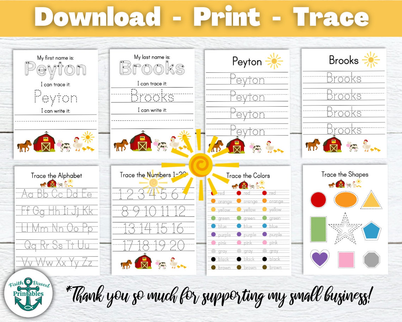 Custom Name Tracing Sheets Handwriting Practice Sheet Farm - Etsy