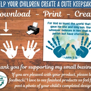 John 3:16 Printable Handprint Art Template Christian Homeschool ...