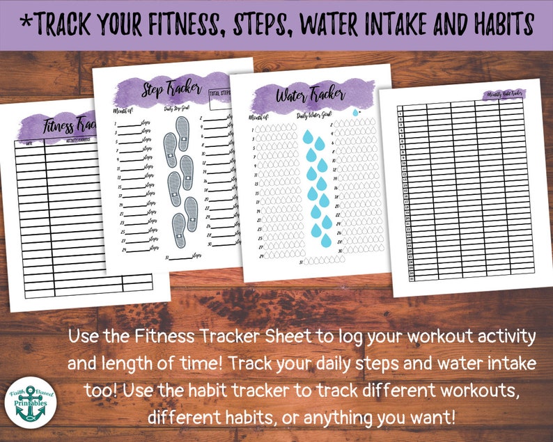 Purple Weight Loss Journal Printable Meal Planner Template PDF Weight ...