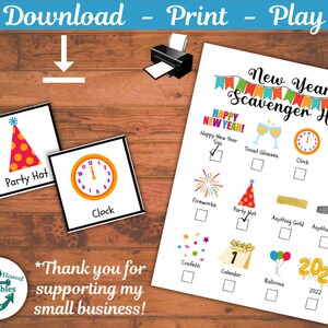 New Years Scavenger Hunt Printable for Kids 2022 New Year's Eve Party ...
