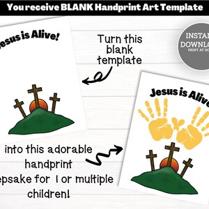 Jesus is Alive Easter Handprint Art Cross Christian Homeschool ...