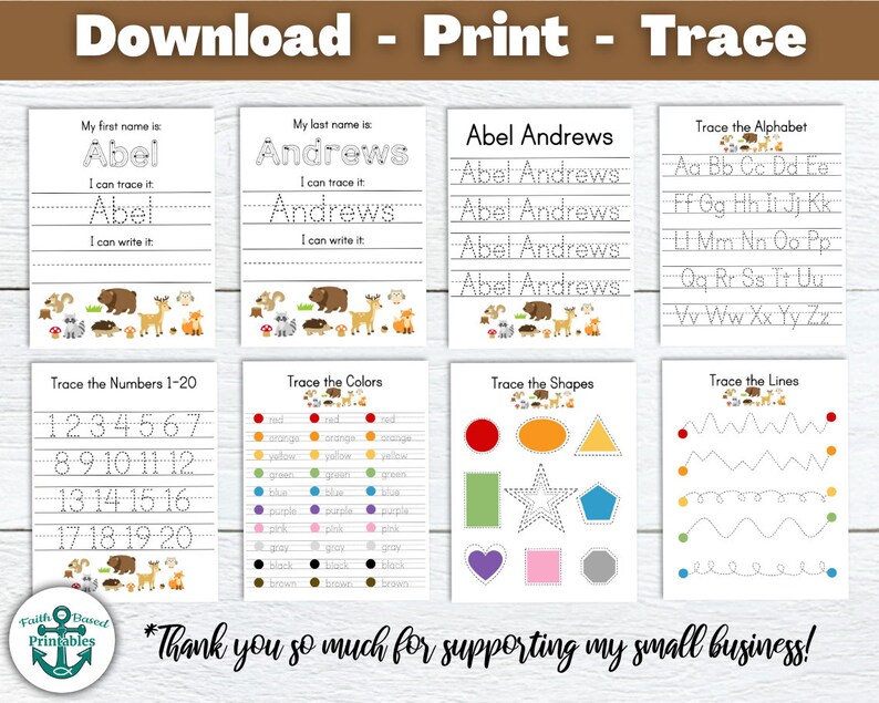 Woodland Custom Name Tracing Sheets Handwriting Practice Sheet ...