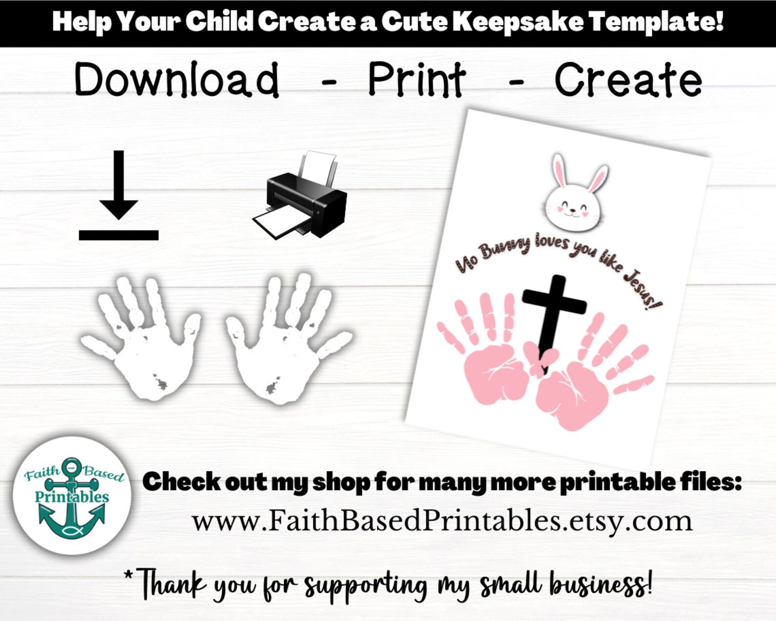 Easter Bunny Art Print: No Bunny Loves You Like Jesus | Handprint Craft ...