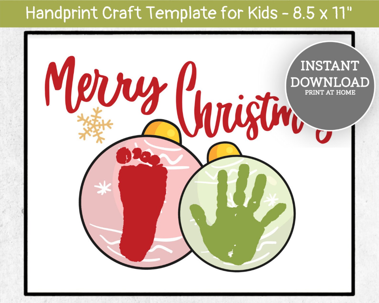 Merry Christmas Handprint Ornaments Craft Template Printable - Etsy