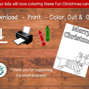 Printable Dog Christmas Cards 5x7 Christmas Coloring Cards Christmas ...