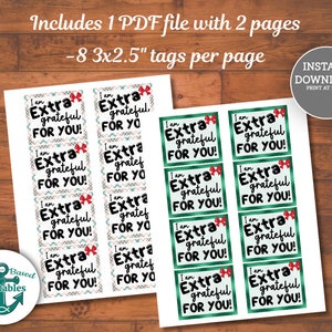 Printable Extra Grateful Christmas Thank You Gift Tags Teacher Nurse ...