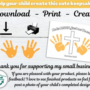 He is Risen Easter Handprint Craft Matthew 28:6 Coloring Page Art Cross ...