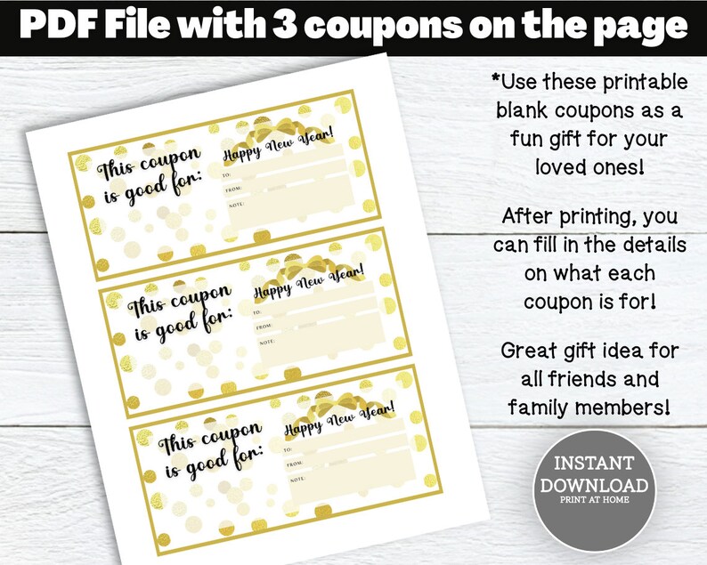 Printable Happy New Year Coupon Book Template Blank Coupons - Etsy