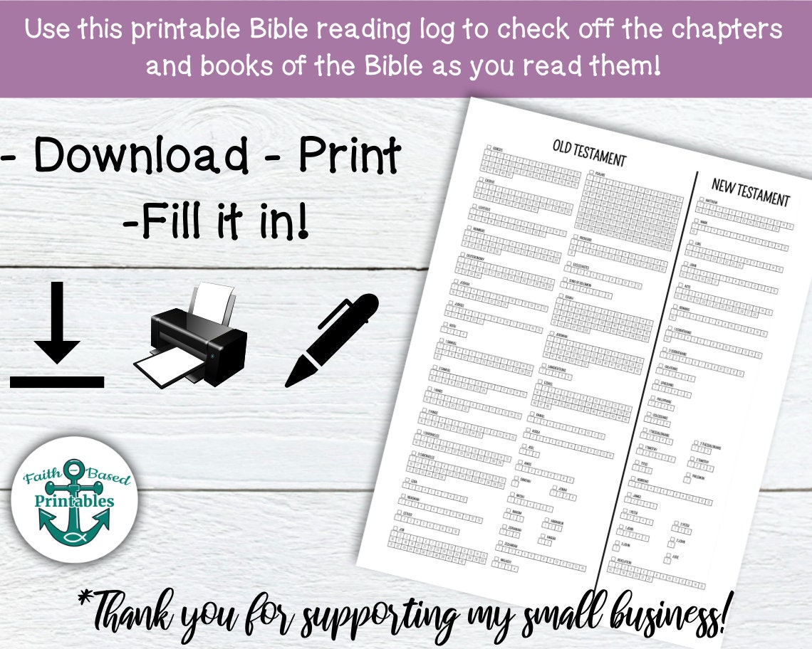 Bible Reading Tracker Log Bible Reading Plan Printable Old New - Etsy