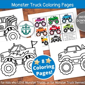 Printable Monster Truck Coloring Pages Monster Truck Memory Game ...