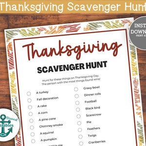 Thanksgiving Scavenger Hunt Fall Activites for Adults Kids Fun Fall ...
