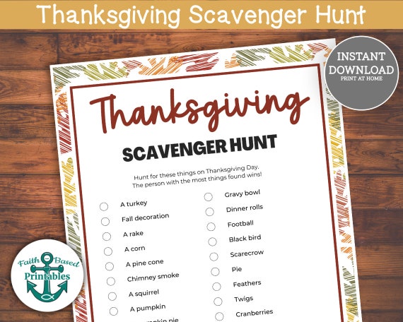 Thanksgiving Scavenger Hunt Fall Activites for Adults Kids Fun - Etsy