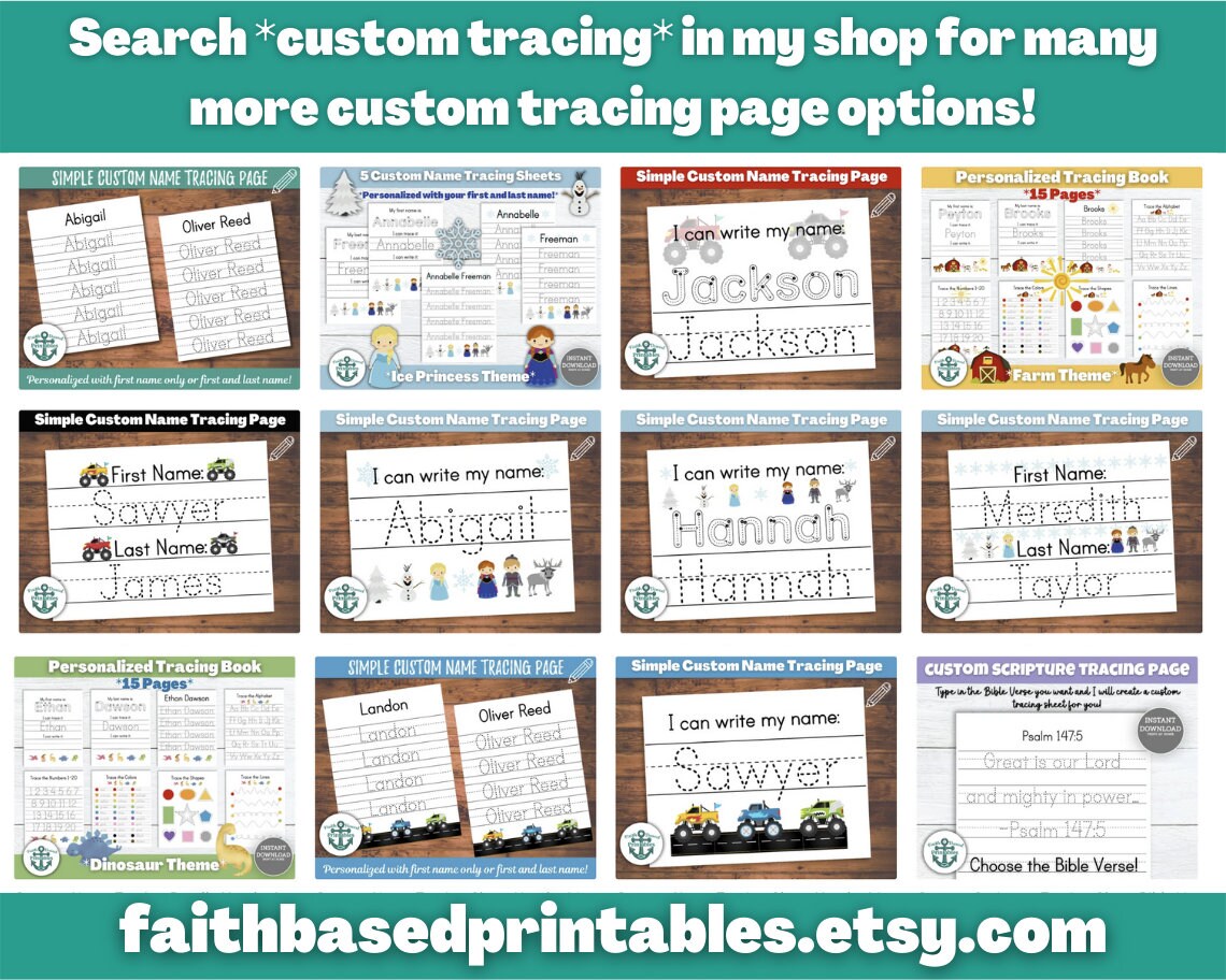 Custom Name Tracing Sheet Handwriting Practice Personalized - Etsy