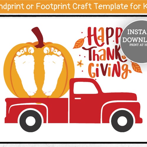 Thanksgiving Handprint Craft for Kids Red Truck Pumpkin Craft - Etsy