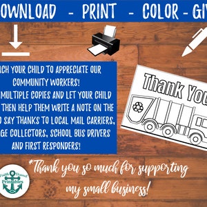 Printable Thank You Card for Community Workers Thank You Coloring Card ...