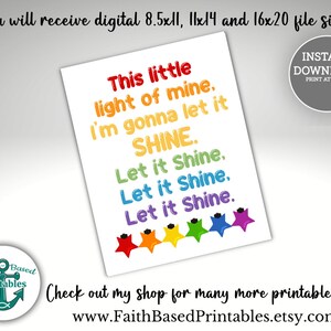 This Little Light of Mine Printable Christian Kids Signs Preschool ...