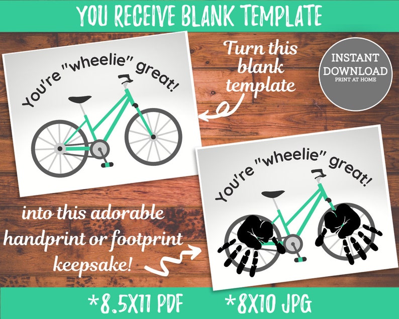 Printable Handprint Card You're Wheelie Great Fathers Day - Etsy